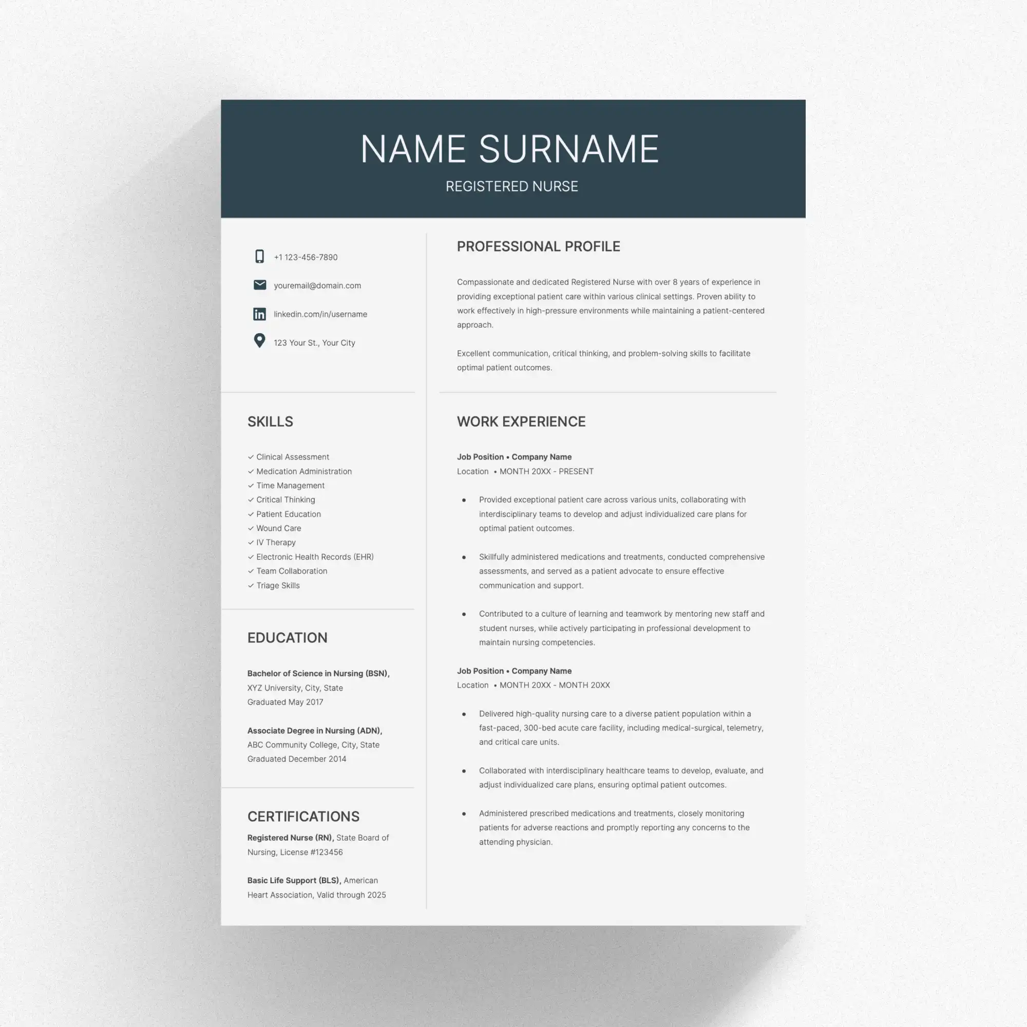 Nursing Resume Template Google Docs - OkiDocs