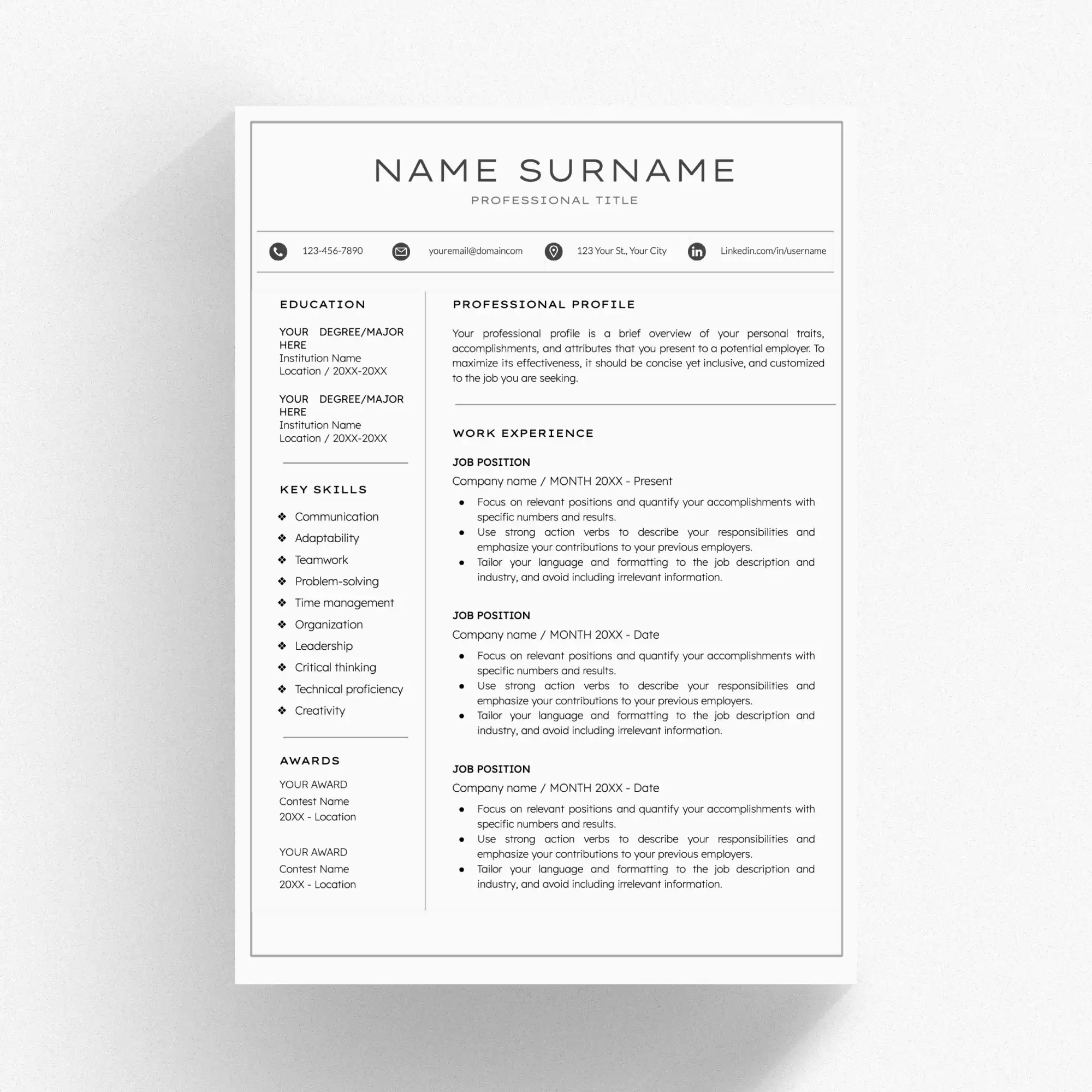Resume And Cover Letter - Google Docs Templates Instant Download - OkiDocs