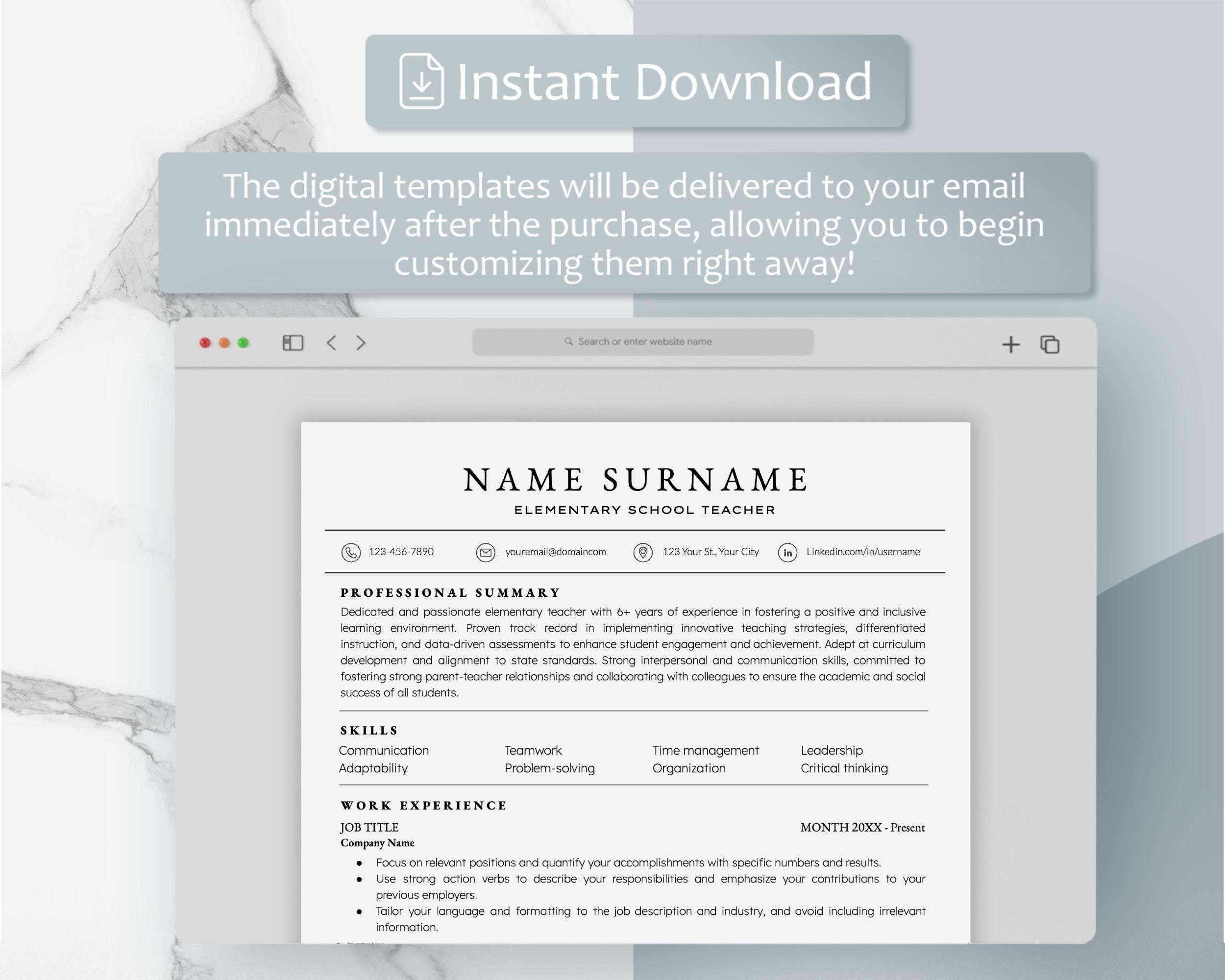 Teacher Resume Template For Google Docs And Word - OkiDocs
