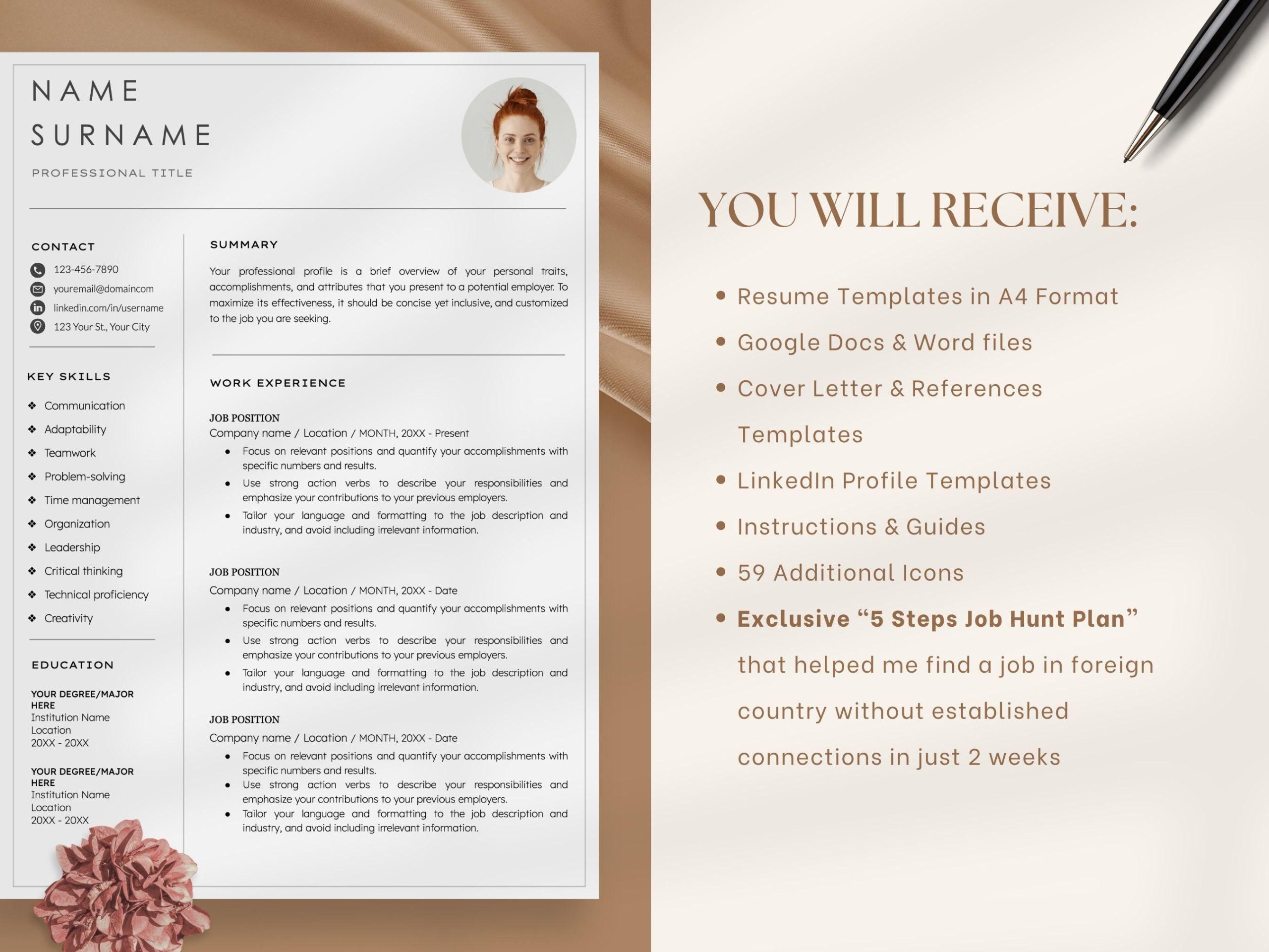 Professional Resume - Google Docs Template Instant Download - OkiDocs