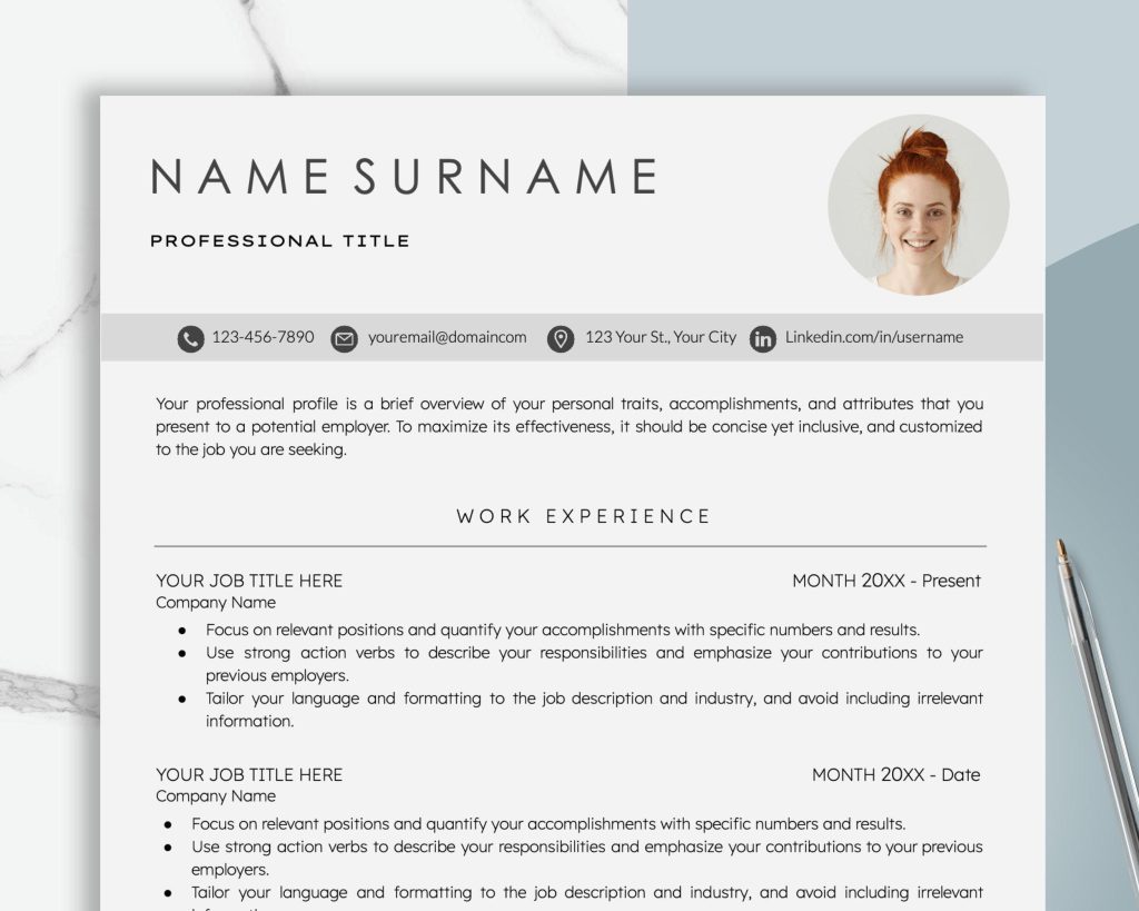 Professional CV Template For Google Docs Word - Modern Executive Resume ...